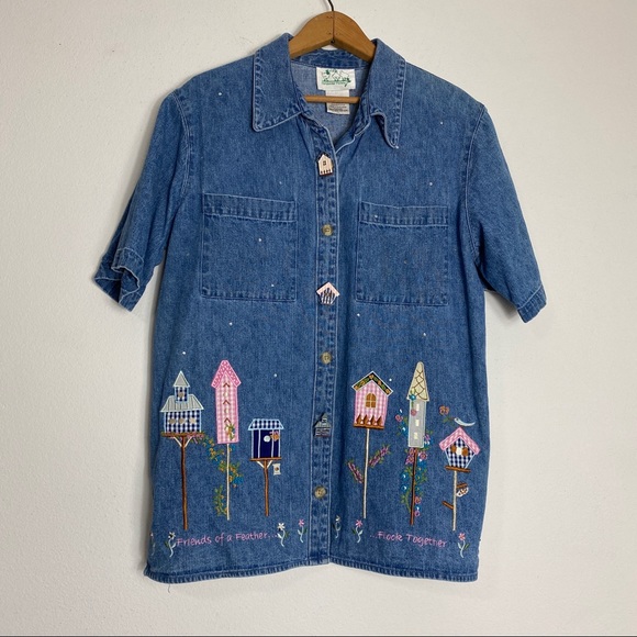 Quacker Factory | Tops | Vintage Quacker Factory Denim Button Down ...